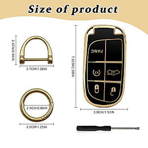 RBOKO for Jeep Key Fob Cover Keychain Soft Full Protection Key Case Shell, Car Accessories for Man,Girls, Women, Compatible with Jeep Smart Key 3 4 5 Buttons Protector(Black)