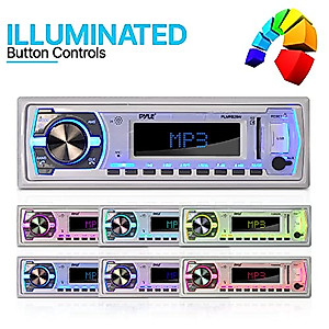 Durable Universal Marine Stereo Cover - Water Resistant Boat Radio Protector Shield & Marine Bluetooth Stereo Radio - 12v Single DIN Style Boat in Dash Radio Receiver System