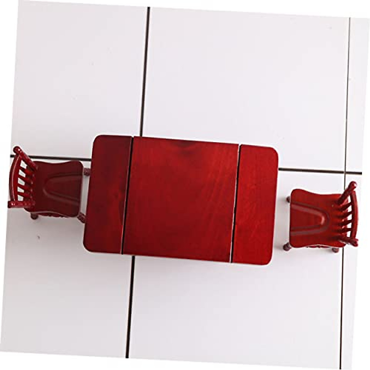 Housoutil 1 Set Folding Table and Chair Set Book Shelf Decor Kids Folding Table and Chairs Kids Mini Toys Mini Living Room Set Furniture Sets Dollhouse Furniture Set Mini Desk Furniture