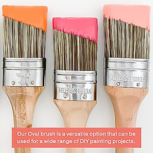 Chalk Style Paint Brush - Oval Brush with Synthetic Bristles for Smooth Furniture Paint Application with Minimal Brush Strokes, No Shedding, Vegan, Best for Water-Based Paint - 1.5"