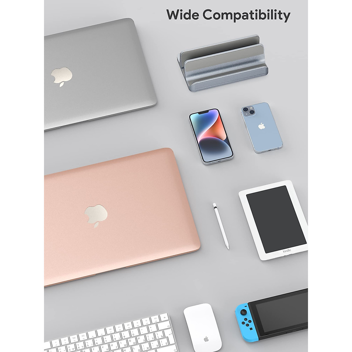 JARLINK (Upgraded Version Vertical Laptop Stand, Desktop Stand Adjustable Laptop Holder (up to 17.3 inches) Compatible with MacBook Pro/Air, Microsoft Surface, Lenovo (Gray)