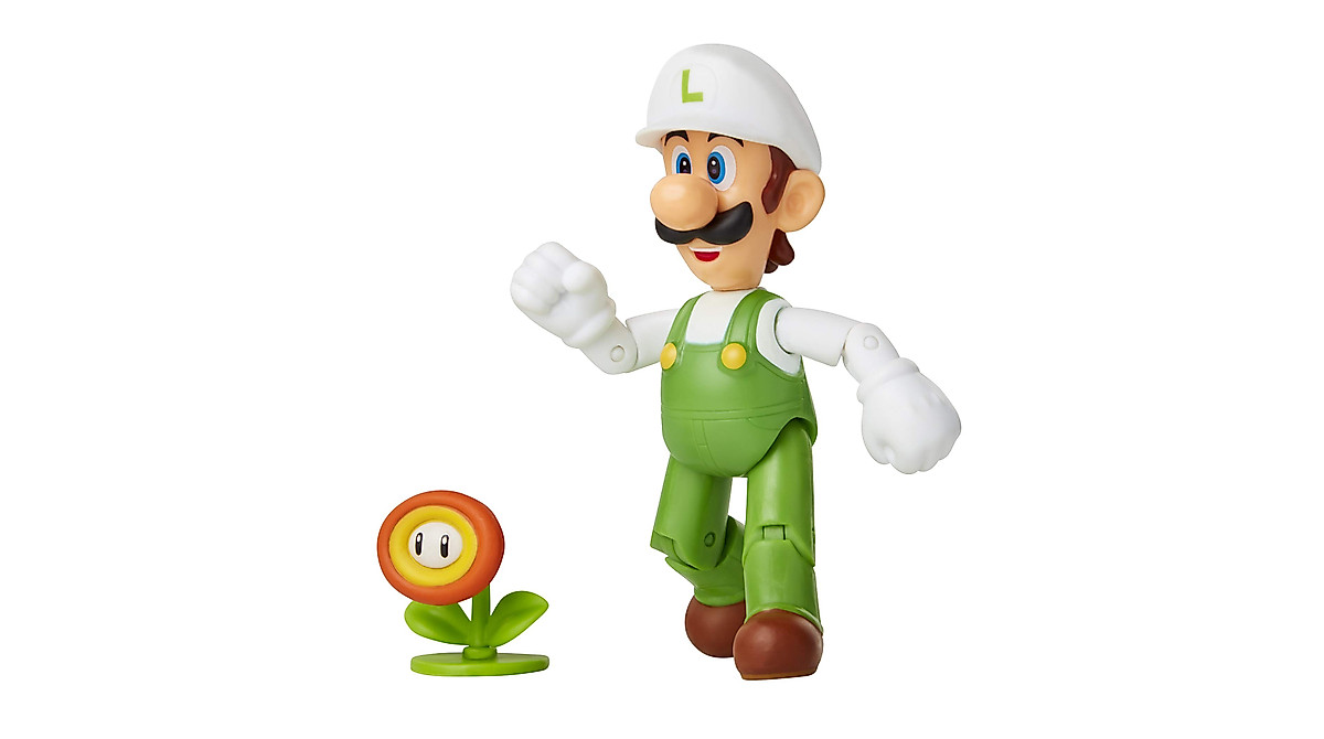 Super Mario Fire Luigi Action Figure - Collectible Toy with Power Up