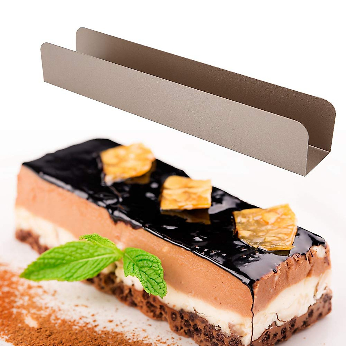 MAGT U Shaped Biscuits Mold, Carbon Steel Durable Non Stick U Shaped Rectangular Cranberry Cookies Baking Mold Kitchen Tools (Long Type)