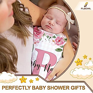 FLOCHIL Personalized Baby Blankets, Custom Baby Blanket - Baby Blanket with Name for Girls, Best Gift for Baby, Newborn Floral Plush Fleece (30x40)