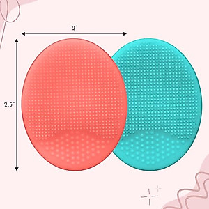 S&T INC. Face Scrubber for Skin Care, Silicone Face Exfoliator, 2 Pack, Coral/Teal