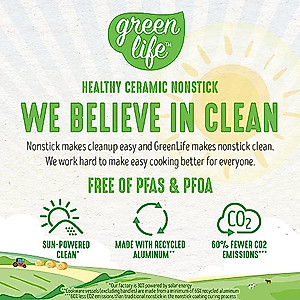 GreenLife Soft Grip Healthy Ceramic Nonstick 16 Piece Kitchen Cookware Pots and Frying Sauce Pans Set, PFAS-Free, Dishwasher Safe, Caribbean Blue