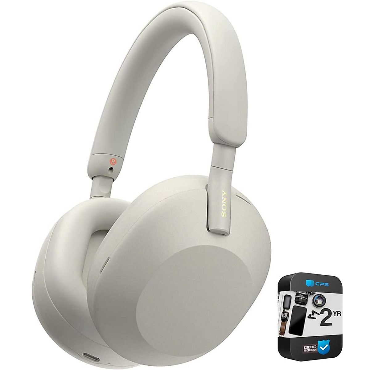 Sony WH1000XM5/S Wireless Industry Leading Noise Canceling Headphones Silver (Renewed) Bundle with 2 YR CPS Enhanced Protection Pack