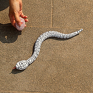 Tipmant RC Snake IR Remote Control Crawler Fake Realistic Animals Vehicle Scary Prank Toys Kids Halloween (White)