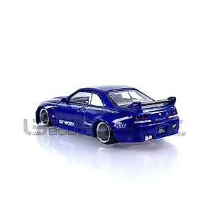 True Scale Miniatures Model Car Compatible with Nissan Skyline GT-R (R33) Kaido Works V2 Blue Limited Edition 1/64 Diecast Model Car Kaido House KHMG089