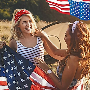 Newcotte 3 Pcs 4th of July Headband for Women American Flag Knotted Headband Star USA Charm Red White Blue Headband Women Patriotic Headbands Headpiece Crystal Knot Wide Hairband Accessories Gift