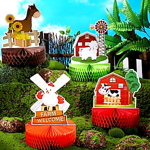 6 Pieces Farm Animals Honeycomb Centerpieces Farm Themed Cake Balls Table Toppers Barn Party Supplies Indoor and Outdoor 3D Table Decorations for Farm Animals