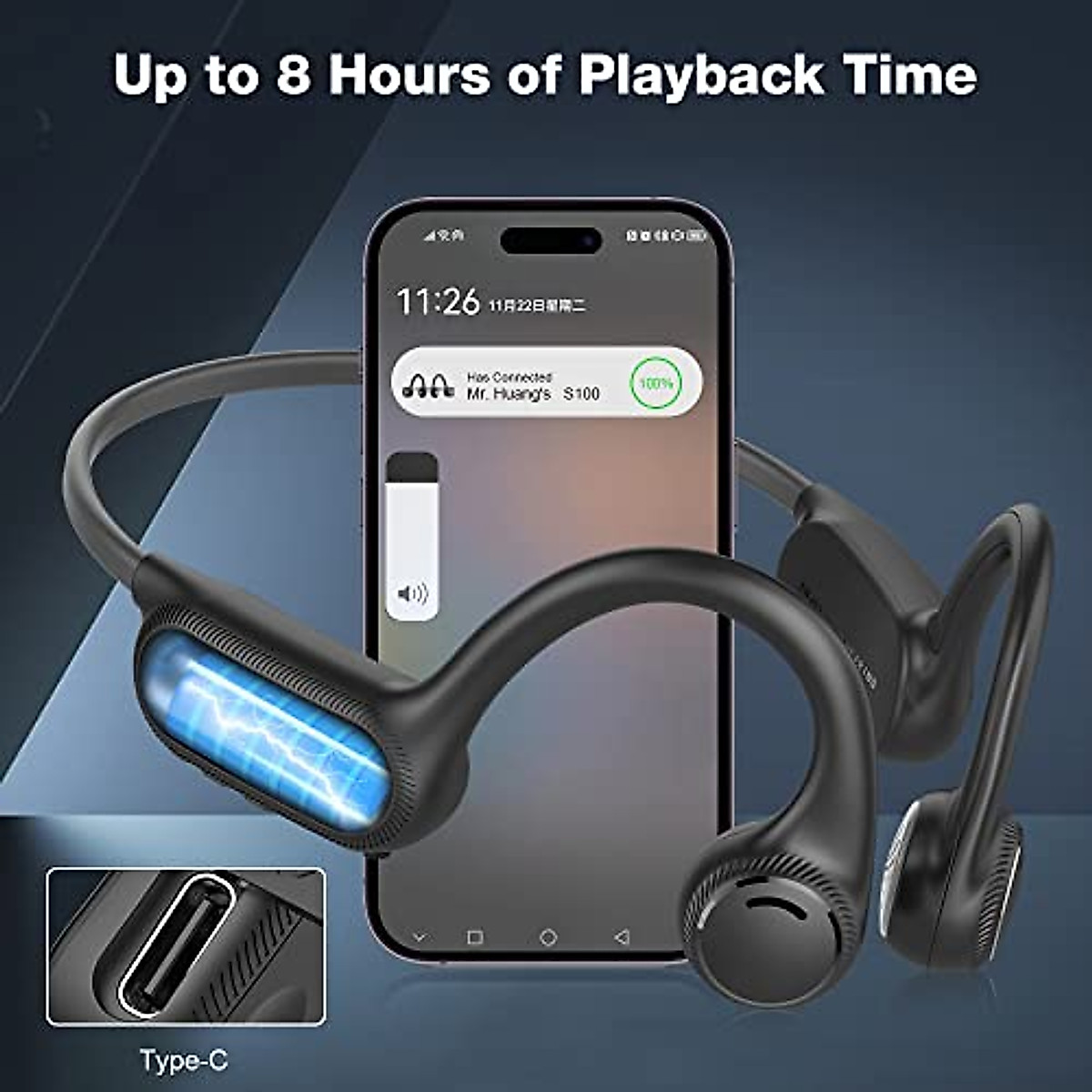 CelsusSound Pinetree Sports Open Ear Headphones, Bluetooth V5.2 Air Conduction Wireless Headphones, Lightweight Waterproof Running Headset with Noise-Canceling Mic for Workout, Hiking, Cycling (Gray)