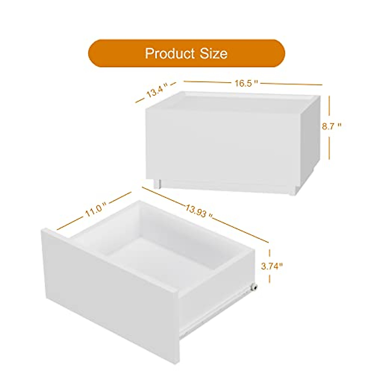 furtble Stackable 2 pcs 1-Drawer End Table, Bedside Nightstand, Multi-Purpose Storage Closet Cube for Bedroom, Storage Cabinet for Entryway, Sofa Beside Drawer Chest Dresser, 15.8 in, White