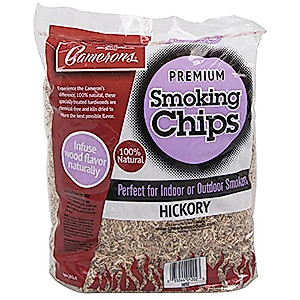 Camerons Products Hickory Wood Smoker Chips ~ 2 lb. Bag, 260 cu. in. - 100% Natural, Fine Wood Smoking and Barbecue Chips