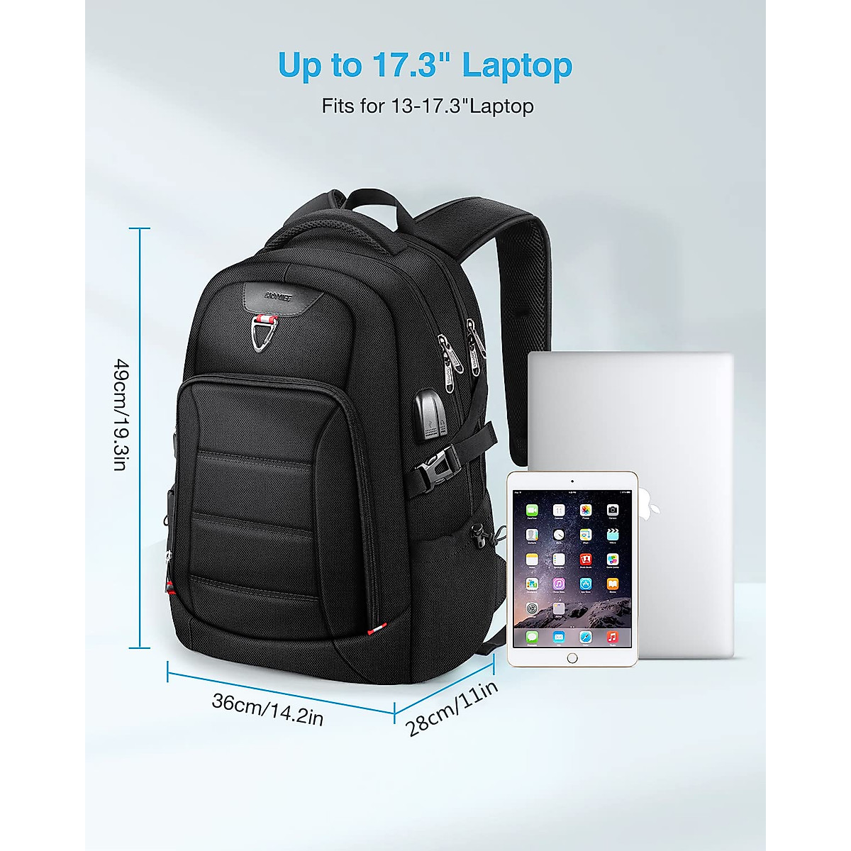 HOMIEE Laptop Backpack Extra Large Travel Backpack 40L Anti Theft College School Backpack for Men Women with USB Port, Water Resistant Business Computer Bag Fit 17.3 Inch Laptop