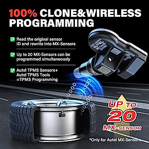 Autel TPMS Sensor Set of 4, MX-Sensor 2in 1 Dual Frequency 315MHz + 433MHz Press-in OE-Level Universal TPMS Sensors Programmable by Autel TPMS Tool Compatible with TS408S TS508WF TS601 (Metal Valves)