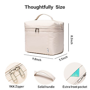 NOL Natural Organic Lifestyle Insulated Lunch Bags for Women Cooler Bag Lightweight Nylon Waterproof Lunch Box For Work（Medium, Cream