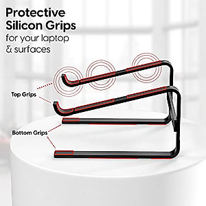 TALK WORKS Ergonomic Laptop Stand for Desk - Universal Compatibility Computer Monitor Riser Stand Pedestal for Desktop w/ Padded Silicone Grip
