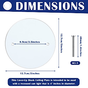 Metal Ceiling Blank Up Cover 5 Inch White Round Ceiling Cover Plate with 10 Mounting Screws to Cover Round/Octagon Box Openings in Ceilings or Walls (3 Pack, 3.5 Inch Holes Spaced)