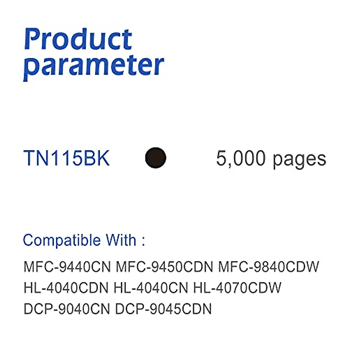 EASYPRINT Black Compatible TN115 TN-115 Toner Cartridge Used for Brother HL-4040CN 4050CDN 4070CDW MFC-9440CN 9450CDN 9840CDW DCP-9040CN 9045CDN Printer, (1xPack)