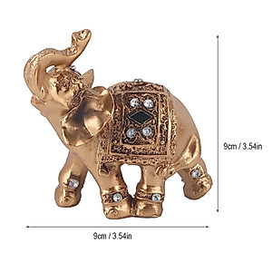 AUNMAS Gold Elephant Statue, Facing Upwards Elephant Figurine with Trunk Up Collectible Sculpture Decoration for Lucky Feng Shui Wealth Home Decor Good Luck, 3.54inch