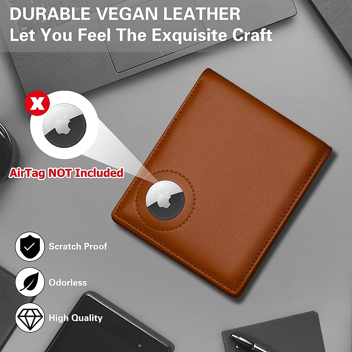 GIPUSSON Slim Leather Wallet for Men Airtag Hidden,Large Bifold Mens Wallet RFID Blocking with ID Windows,Credit Card Holder for Men Wallet