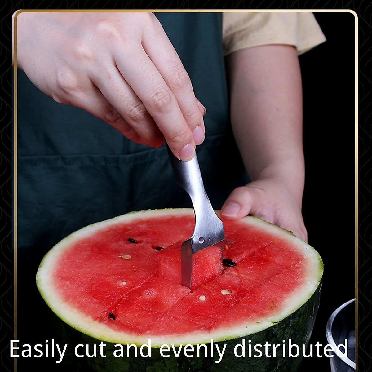 2PCS Watermelon Fork Slicer Cutter, Watermelon Fruit Slicer Cutter Tool,Dual Head Stainless Steel Fruit Forks Slicer Knife for Family Parties Camping