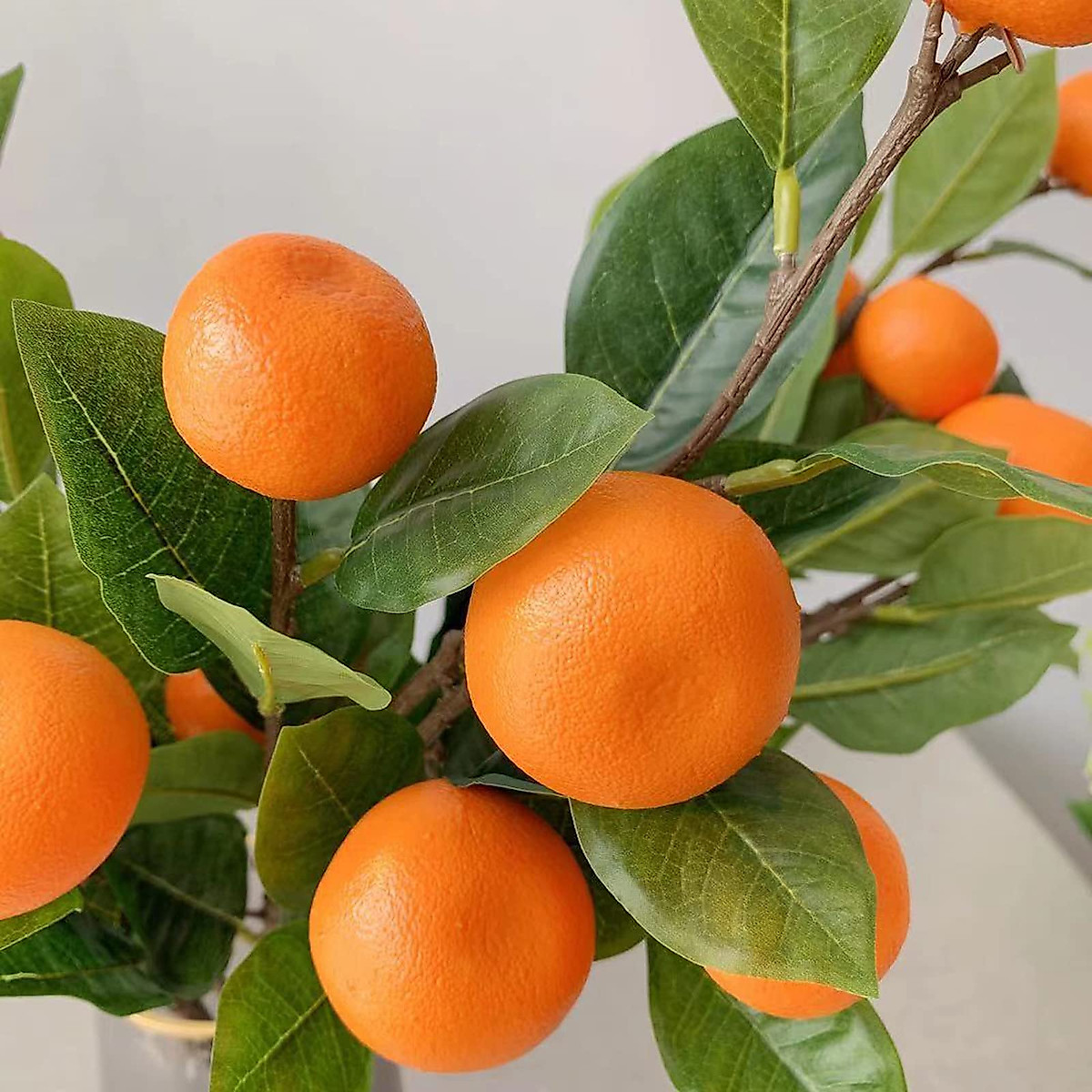 INIFLM 2Pcs Artificial Tangerine Branches, Vivid Orange Faux Tangerine Branch, Plant Branches with 6 Heads Fake Fruit for Table Kitchen Centerpiece, Indoor Home Party, Garden Decor