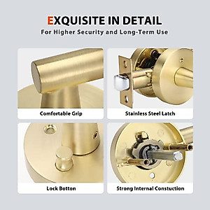 Haidms 6 Packs Gold Heavy Duty Door Handle Interior,Privacy Door Lever Handle, Bathroom Door Handles Interior, Modern Bedroom Door Handle