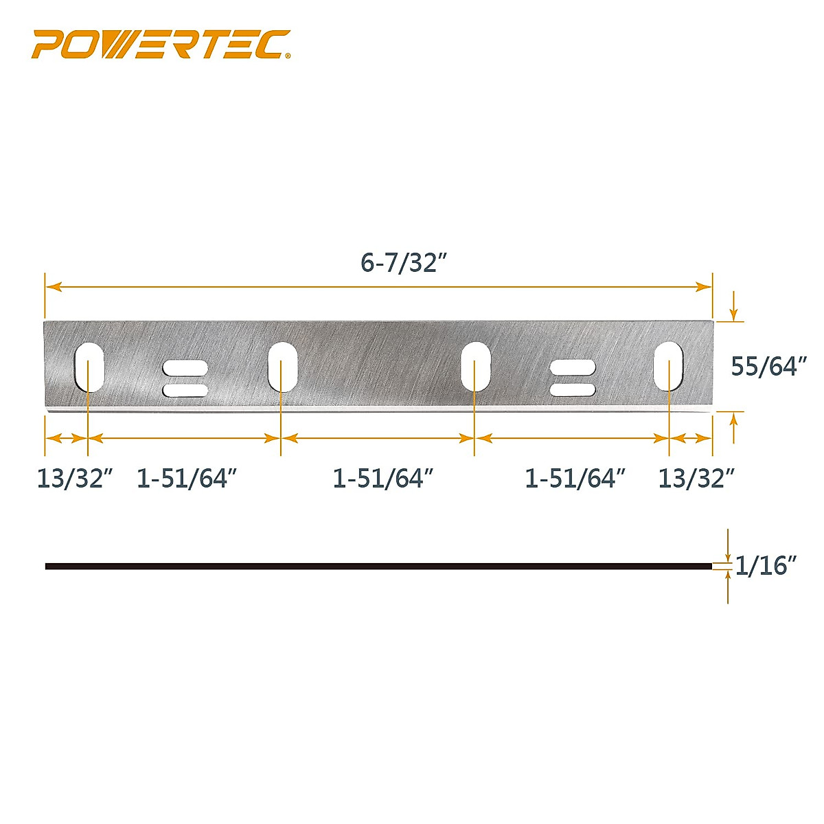 POWERTEC 6 Inch Jointer Blades for WEN 6560, 6560T, 6559, JT6561 Jointer, Replacement for 6560-083 Jointer Knives, Set of 2 (14815W)