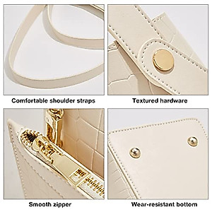 FOXLOVER Leather Tote Shouder Handbags for Women, Ladies Large Designer Handbags Tote Purses Shoulder Bucket Bags (White)