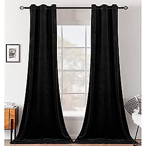 NICETOWN Black Doorway Curtain Panel Room Divider Blackout Velvet Curtains 80 Inch Grommet Drapes Thermal Insulated Energy Efficient Window Treatment for Kitchen, 1 Panel, W42 x L80 Inch