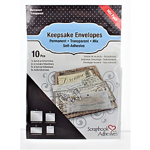 Scrapbook Adhesives Keepsake Envelopes 10/Pkg-4 Small, 3 Medium, 2 Large & 1 Jumbo