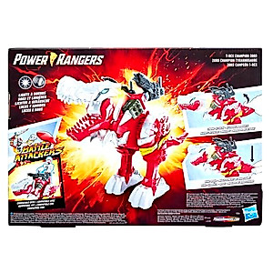 Power Rangers Battle Attackers Dino Fury T-Rex Champion Zord Electronic Action Figure Toy for Kids Ages 4 and Up with Lights and Sounds