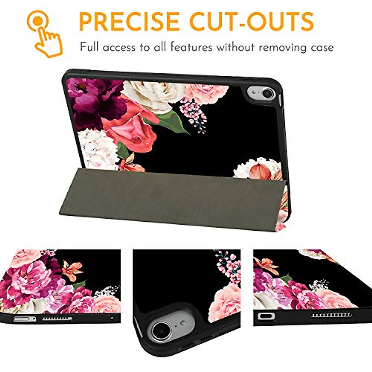 Hepix iPad Air 5th Generation 2022 Pink Purple Flower iPad 10.9 inch Air 4th Generation Case with Pencil Holder 2020, Floral iPad Air 5 Cover for Women, Auto Sleep Wake for A2072 A2316 A2324 A2325