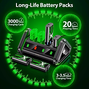Kytok Rechargeable Battery Pack, Battery Charger Compatible with Xbox One/Series X|S/Xbox Elite Controller, 4 x 1800 mAh Controller Battery Pack Replacement for Xbox Series X|S/Xbox One Controller