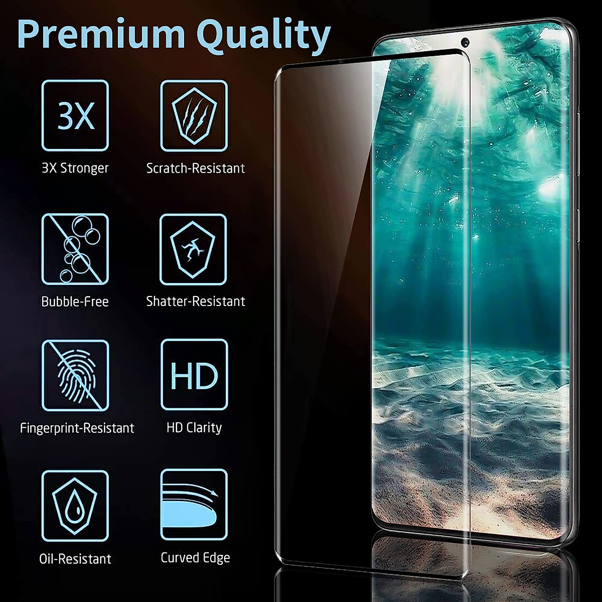 Arshek [2+2 Pack] Galaxy S21 Ultra Screen Protector, 9H Tempered Glass, Ultrasonic Fingerprint Support, 3D Curved,HD Clear Scratch Resistant for Samsung Galaxy S21 Ultra 5G Glass Screen Protector