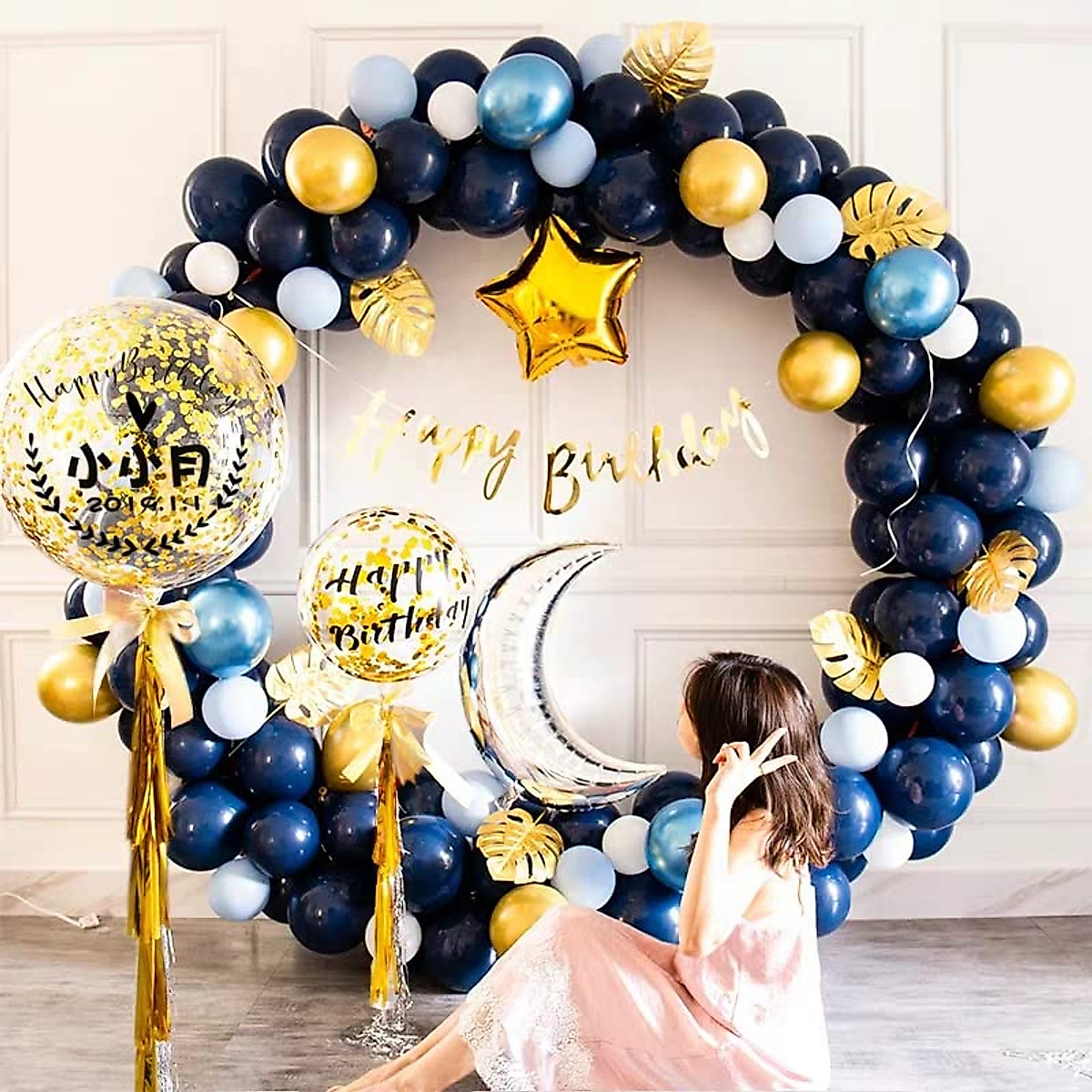 Styirl Navy Blue Balloons Garland Kit - 100 pcs 5/10/12/18 inch Party Latex Ballons As Birthday Balloons/Graduation Balloons/Gender Reveal Balloons for Birthday/Baby Shower/Wedding/Party decorations