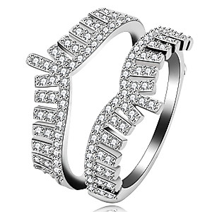 Uloveido Fashion Rings Enhancers for Women White Gold Plated Cubic Zirconia Ring Enhancer for Wedding Engagement Rings Size 6 Y500B