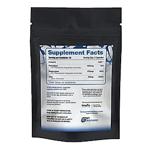 Magnesium Potassium Supplements w/ Zinc - 90 Capsules - Magnesium Potassium Zinc for Vascular Health – High Absorption Vegan Potassium Magnesium Supplement for Leg Cramps and Sleep