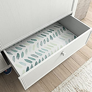 Green and White Wallpaper Peel and Stick Wallpaper Boho Contact Paper for Cabinets Leaf Wallpaper for Bedroom Self-Adhesive Removable Wallpaper Herringbone Wallpaper Drawer Kids Wallpaper 17.3“×78.8”