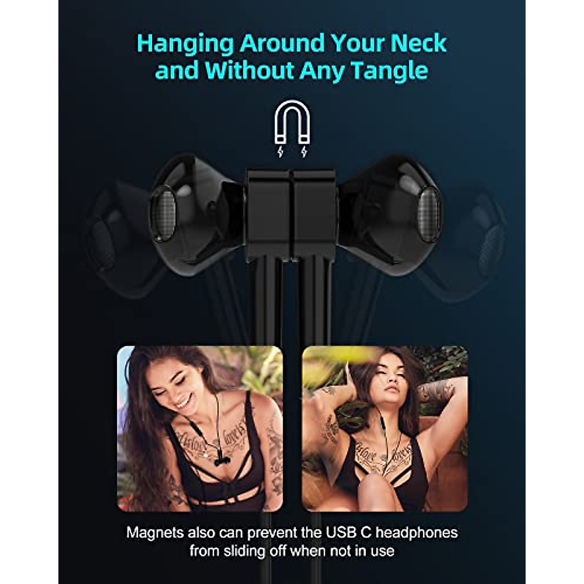 iFory USB C Earphones, HiFi Stereo Type C Earbuds Stereo in-Ear Earbud USB C Headphones with Mic and Volume Control Compatible with Google Pixel 3/2/XL, Sony XZ2, iPad Pro Black