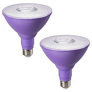 EDISHINE Christmas PAR38 Purple LED Flood Light Bulbs Outdoor, Dimmable Purple LED Light Bulbs, 18W(120W Equivalent), Purple Flood Lights for Christmas Decorations, E26 Base, ETL Listed, 2 Pack