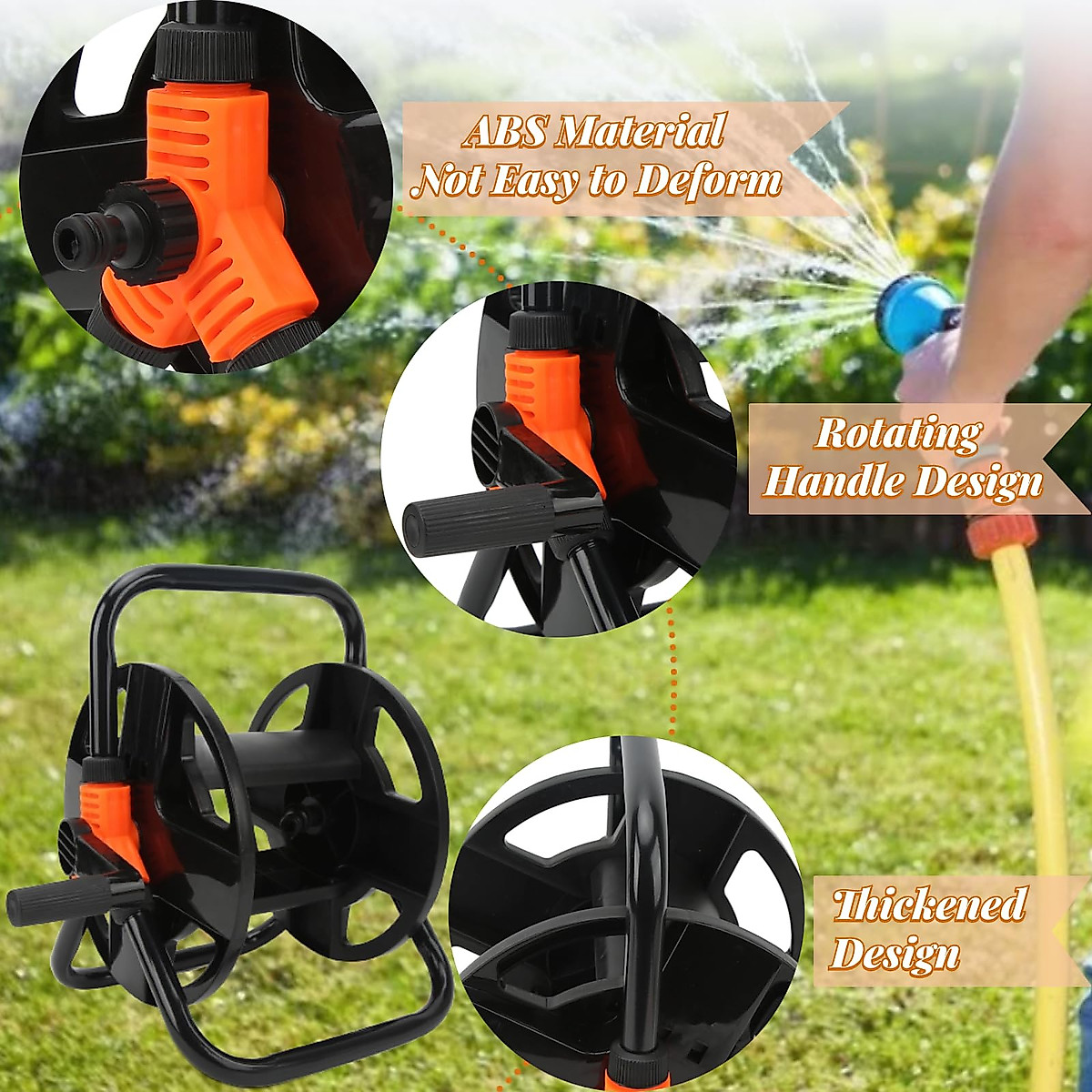 Hose Reel, Portable Garden Hose Reel Cart, Water Hose Holders for Outside, Water Pip Storage Rack ABS Single Arm Tool for Garden Car Washing Watering (25 x 20 x15 cm)