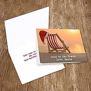 Santa at the Beach Holiday Card Pack - Set of 25 cards - 1 design, versed inside with envelopes