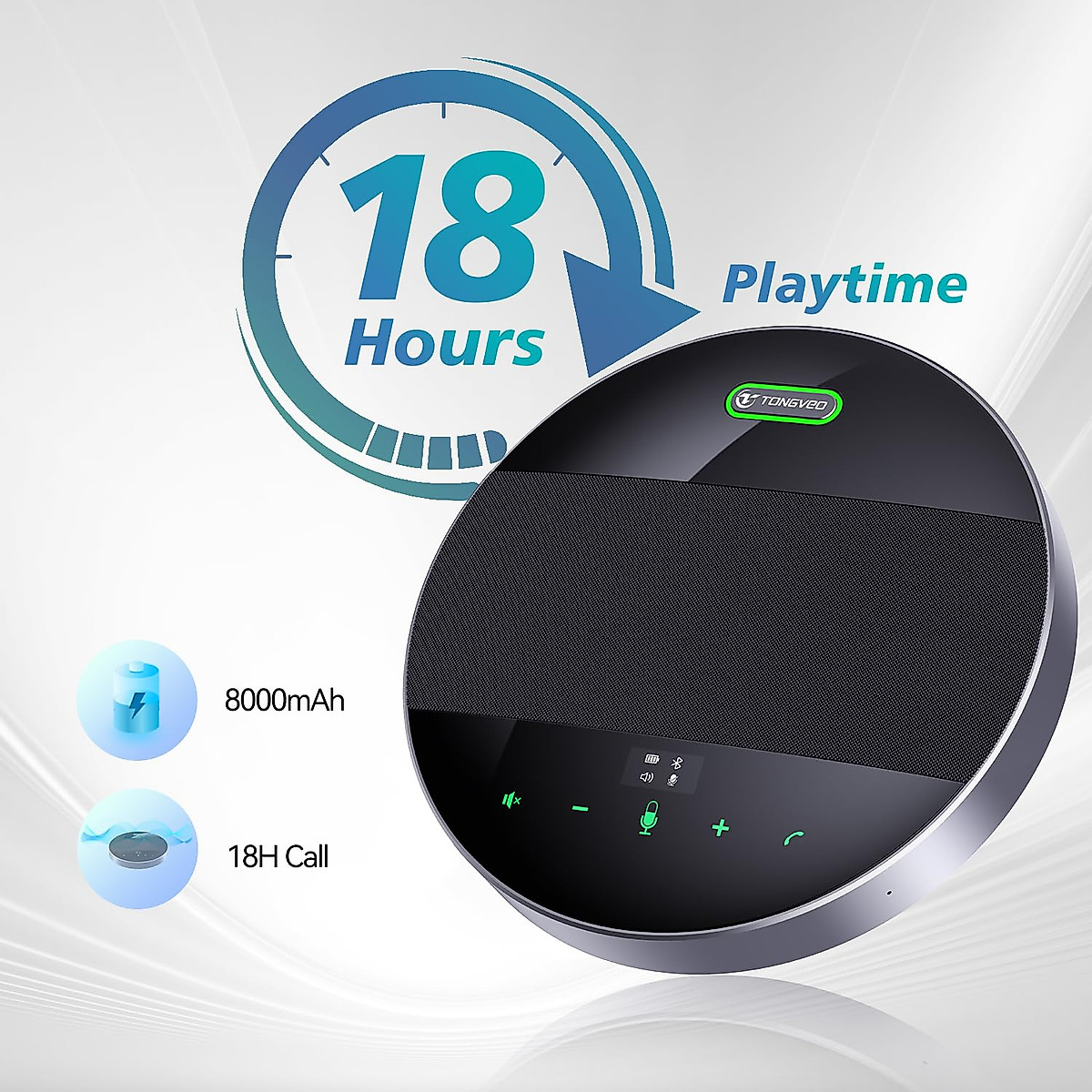 TONGVEO Bluetooth Speakerphones Conference Microphone,2 in 1 Daisy Chain Conference Speakers with Microphone,360° Voice Pickup Noise Reduction 8 Hour Call Time for up to 20 Attendees Meeting