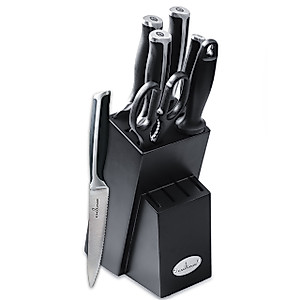 Culina® Pro 7-Piece German-steel Forged Knife Set with Wood Storage Block and 5-inch Utility Knife