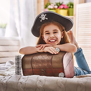 Metal Pirate Coins, 100 Large Silver Treasure Coin Set, Metal Replica Spanish Doubloons for Board Games, Tokens, Toys, Cosplay - Realistic Money Imitation, Pirate Treasure Chest, Diameter: 1.06"