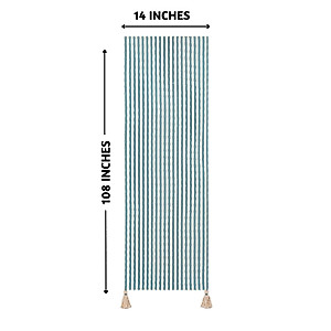 Folkulture Salad Bowl and Table Runner with Tassels, Wooden Bowls with Serving Tongs, Large Salad Bowls for Fruits, Farmhouse Style Décor, Boho Coffee Table Runners 108 Inch