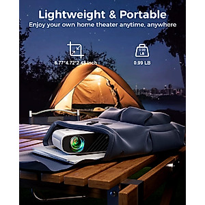 Mini Projector for iPhone, ELEPHAS 2023 Upgraded 1080P HD Projector, 8000L Portable Projector with Tripod and Carry Bag, Movie Projector Compatible with Android/iOS/Windows/TV Stick/HDMI/USB